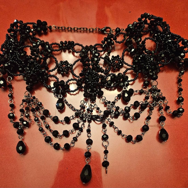 Victorian Necklace/goth Beaded Necklace/handmade Gothic Necklace/choker ...