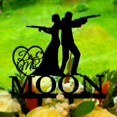 Gun Wedding Cake Topper,rifle Cake Topper,bride and Groom Cake Topper ...