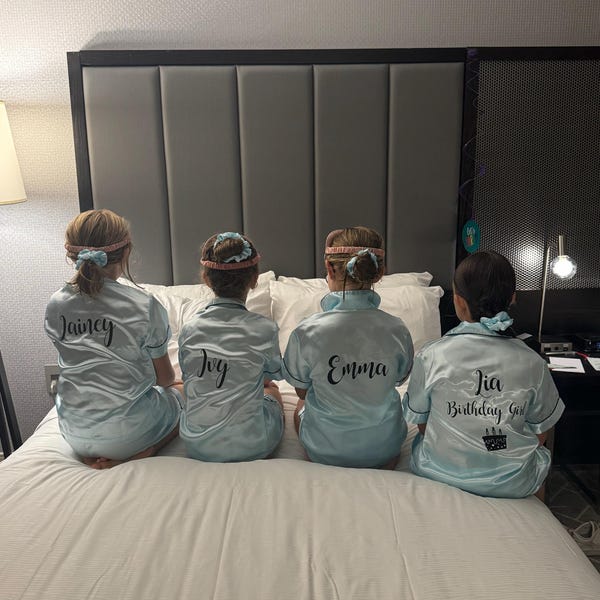 Dusty Blue Pj's,personalized Satin Pyjamas,bridesmaid Pajama Set ...