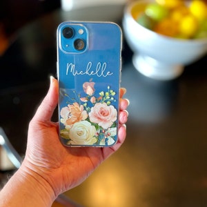 Personalised Word Art Script 3 Names Initials Custom Silicone CLEAR ...