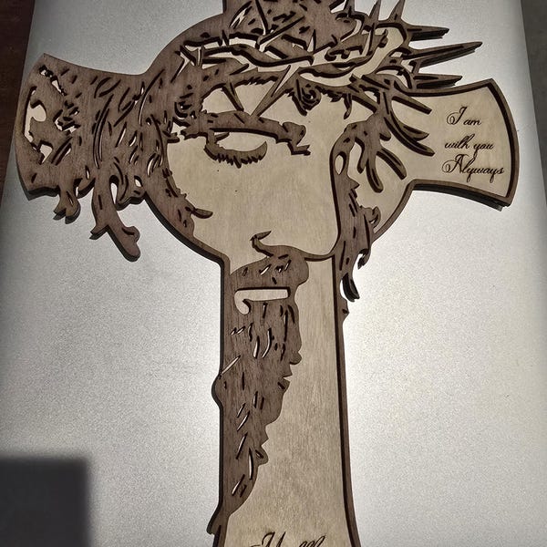 Jesus and Cross Laser Cut File. Vector File for Laser Cutting. Wall Art ...
