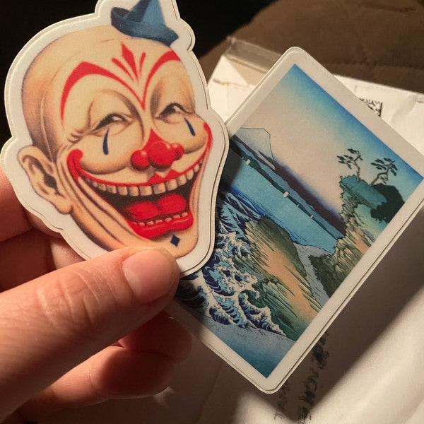 Creepy Clown Sticker / Circus Clown / Vinyl Sticker / Vintage Image ...