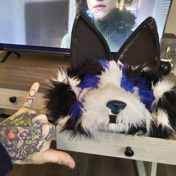 Fursuit Head Base 3D Printed PLA Furry Dog K9 Cat Head With Eyeblanks ...