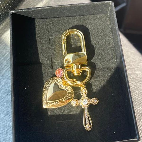 Locket Keychain, Bag Charm, Heart Charm Bag Charm, Personalized ...