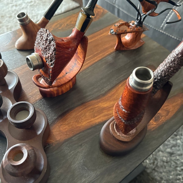 Wooden Pipe Stand/ Pipe Display/ Handmade Walnut & Ipe Wood - Etsy