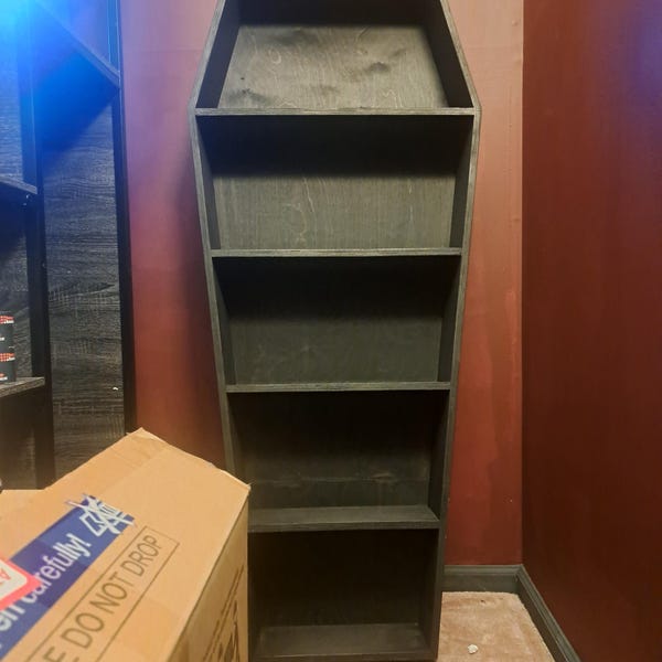 52 Inch Coffin Bookshelf, Goth, Spooky, Home Decor, Bookcase, Mystic ...