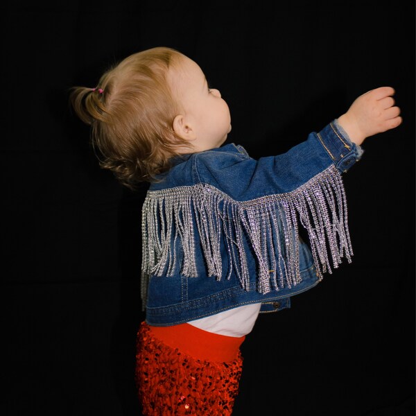 Toddler Rhinestone Fringe Jean Jacket, Custom Jean Jacket, Bling Jacket ...