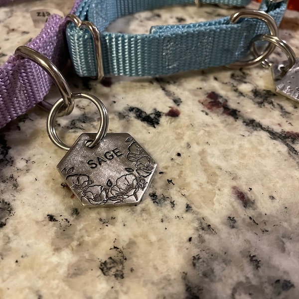 Forever Poppies, Poppy Hand Stamped Pet ID Tag, Floral Pet, Floral Dog ...