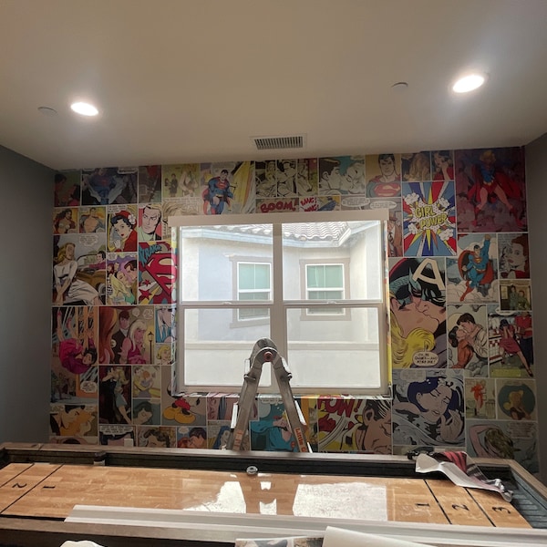 Pop Art Retro Mural Peel and Stick Wallpaper & Pop Style Vintage Comics ...