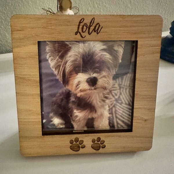 Personalised Paw Print Square Oak Photo Frame, Pet Memorial, Dog or Cat ...