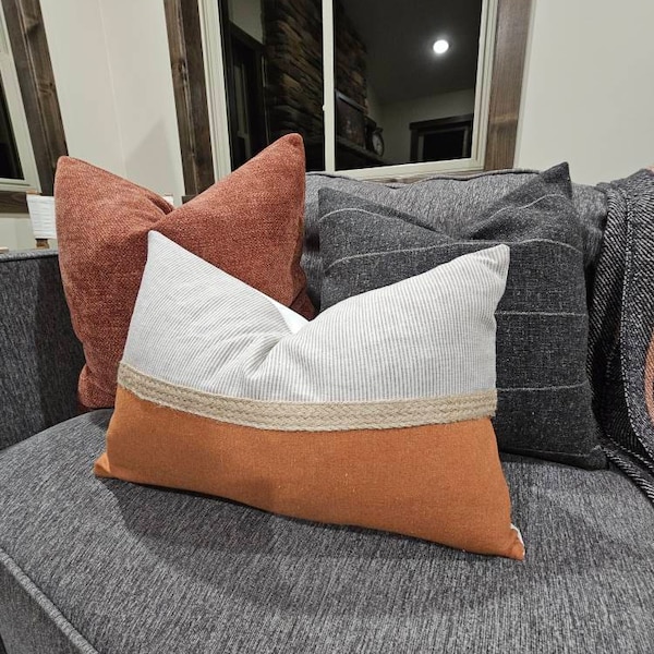 Coastal Light Blue Linen Pillow Cover Set, Blue Striped Throw Pillow ...