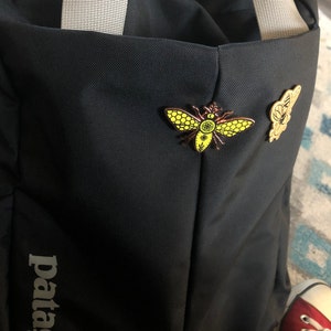 Honeybee Hard Enamel Pin / Protector Pollinator / Honeycomb Bee Copper ...