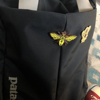 Honeybee Hard Enamel Pin / Protector Pollinator / Honeycomb Bee Copper ...