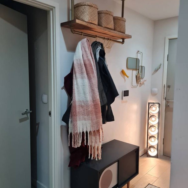 L-shaped Corner Clothes Rail Wall-mounted Steampunk Industrial Hanger ...