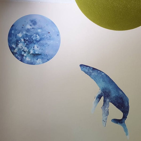 Super Blue | Blue Moon Wall Decal Celestial Art Baby Boy Bedroom Decor ...