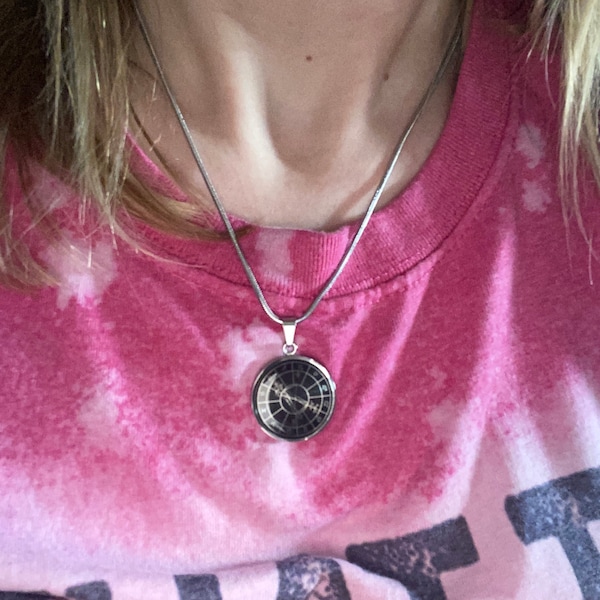 Astrology Birth Chart Necklace Personalized Pendant. Silver & Black ...