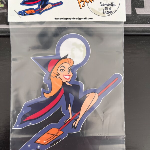 Bewitched, Samantha on a Broom - Vinyl Sticker - Etsy