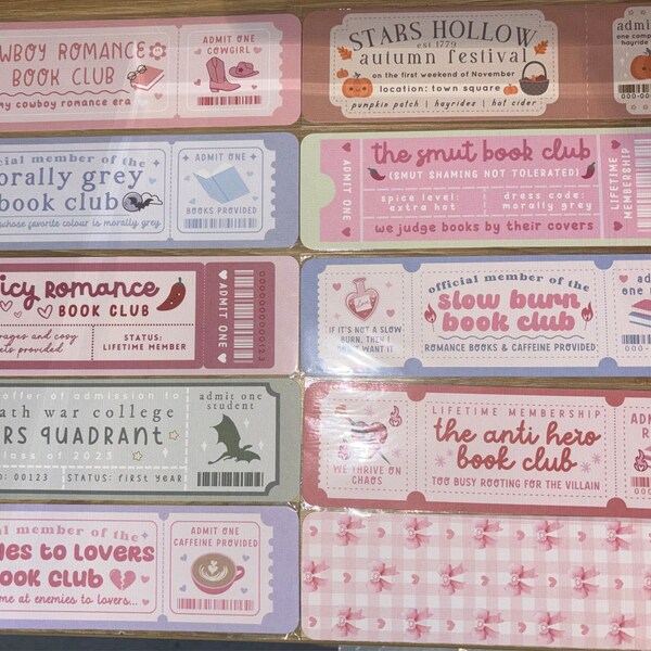The Anti-hero Book Club Bookmark | Book Ticket Bookmark | Bookish Gift ...