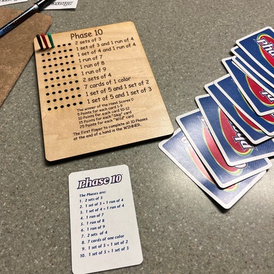 Phase 10 Game Board 6 Player Custom Made FREE Personalization Available ...