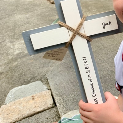 Custom Wood Wall Cross, Personalized Cross, Baptism Cross, First ...