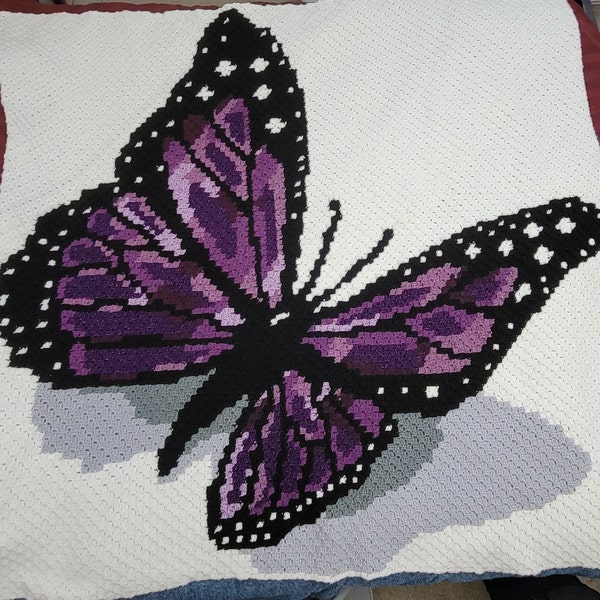 Crochet Butterfly - C2C Crochet Afghan - Crochet Animal Pattern With ...