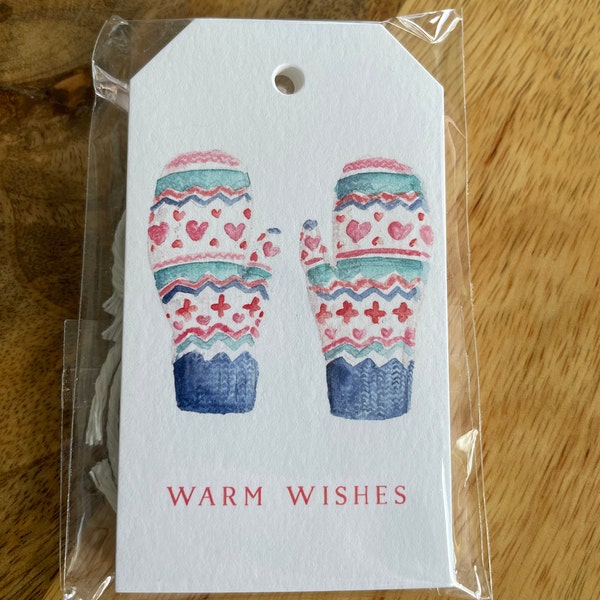 Mitten Gift Tags - Warm Wishes, Christmas Gift Tags, Holidays Gift Tags ...
