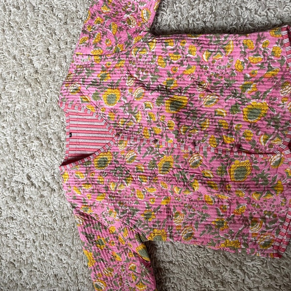 Cotton Women's Quilted Jacket Block Printed Boho Style Quilted Handmade ...