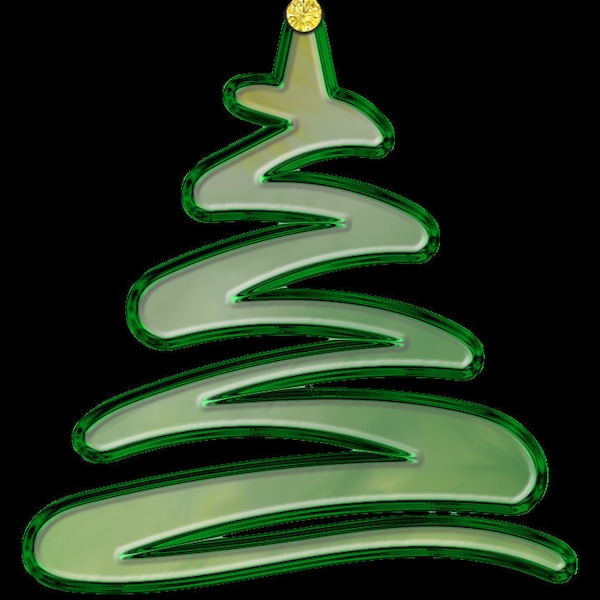 Modern Christmas Tree Outline Illustration PNG + SVG Digital Download ...