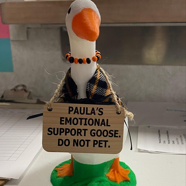 Emotional Support Desk Goose, Customized Sign, Stand for ...