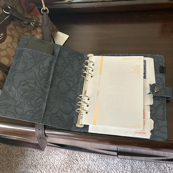 Personalized A5 Binder Cover,embossed 6-ring Binder Leather Notebook ...