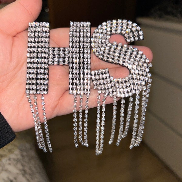 Rhinestone Letters With Tassels Patch Alphabet Embroidered Applique ...