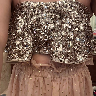 Gold Bandeau Top Sequin Bronze Polka Dot Skirt viewmyshop Bridal Lace ...