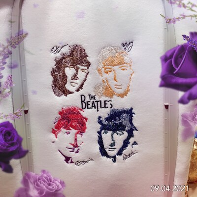 Beatles With Signature Machine Embroidery Pattern Beatles Design ...