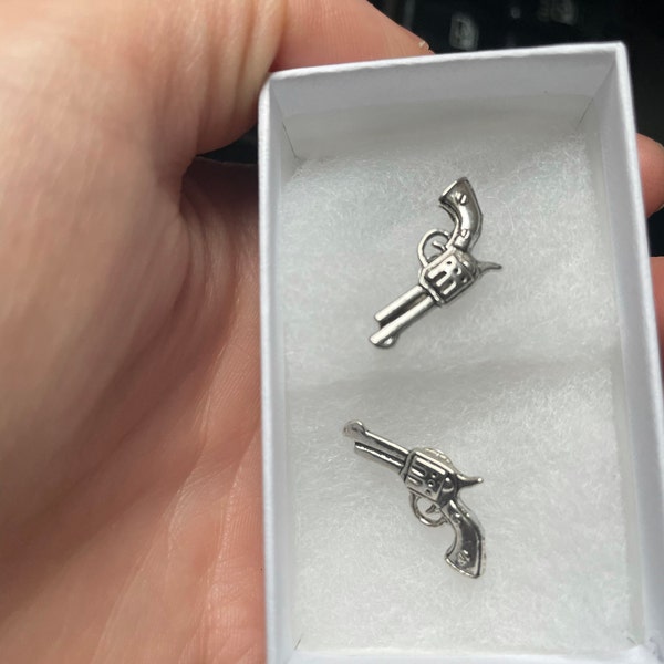 Gun Studs -- Revolver Pistol Earrings, Gun Earrings - Etsy