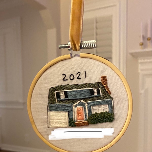 Custom Hand Embroidered House Ornament - Etsy