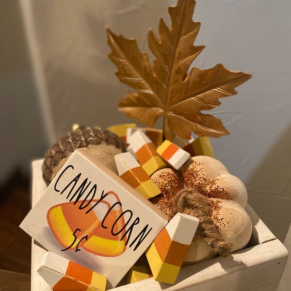 Wooden CANDY CORN SIGNS | Chunky Wood | Fall Decor | Rustic | Primitive ...