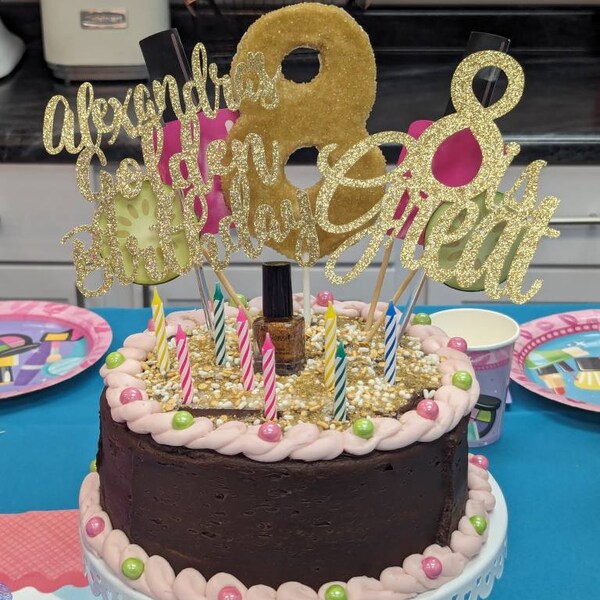 Glitter 8 is Great Cake Topper, 8 Centerpiece. 8th Birthday. Eight ...