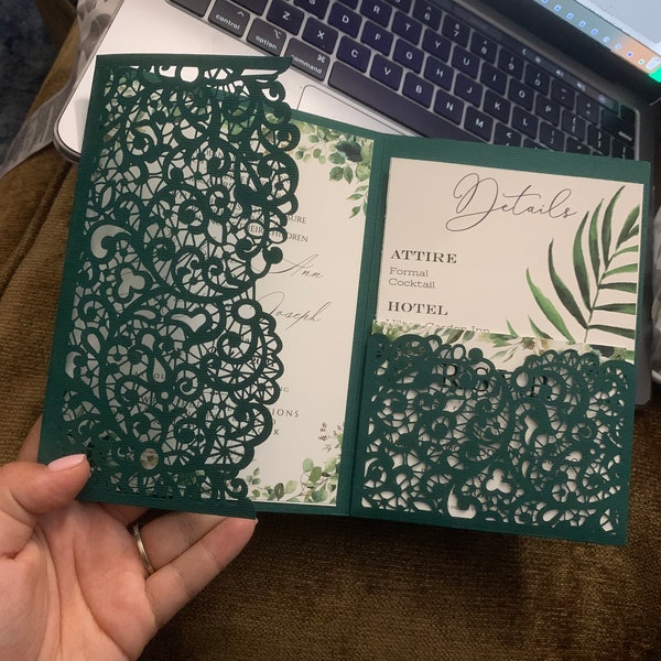 Laser Cut Covers ONLY Pocket Fold Invitations 7 Colours - Pocketfold ...