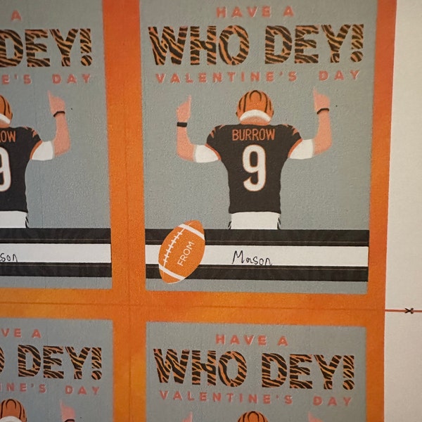 PRINTABLE Bengals Valentine Instant Download, Who Dey Valentine's, Easy ...