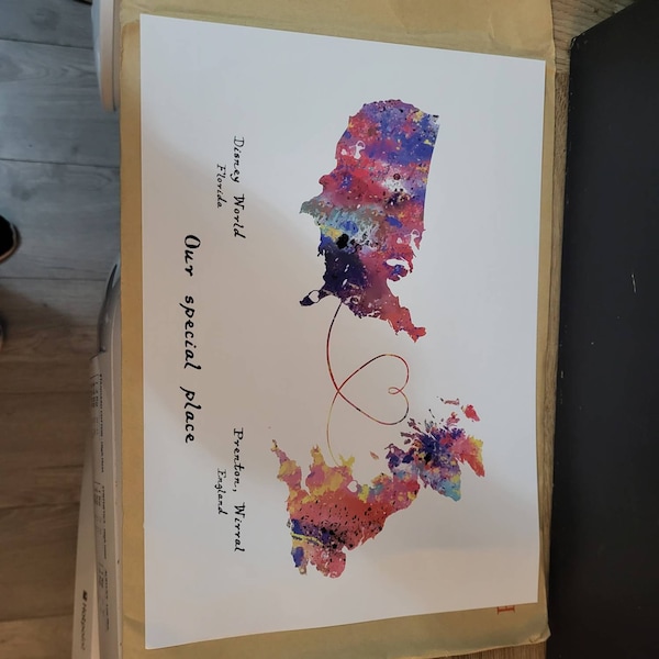 Personalised Map Print - Any Two Countries - Custom Map Art - Available ...