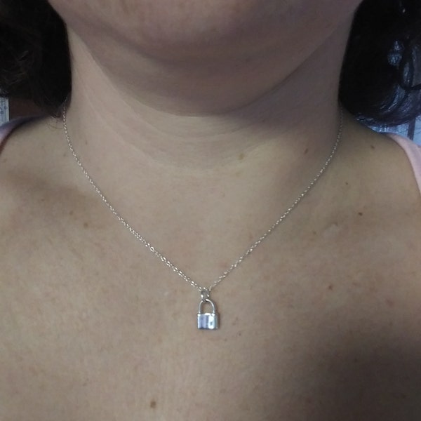 Sterling Silver Padlock Necklace, Tiny Lock Necklace, Dainty Lock ...