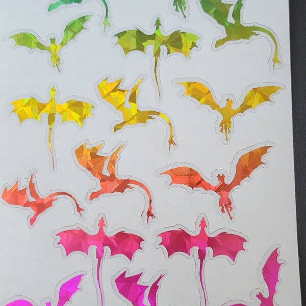Dragon Sticker Sheet • Waterproof Holographic Dragon Stickers • Vinyl ...
