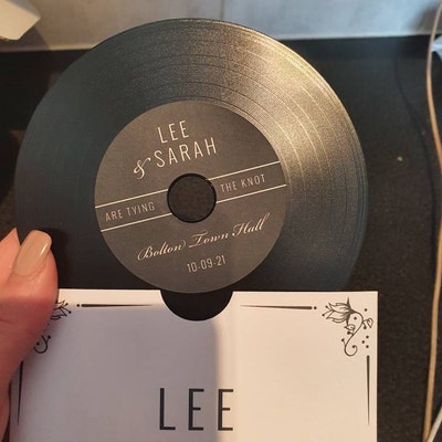 Rustic 'vinyl' Record CD Wedding Invitation, Personalised Kraft Sleeves ...