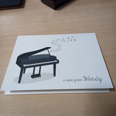 Piano Note Cards Folded Note Cards Personalized Piano Stationery Piano ...