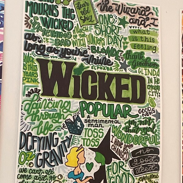 Wicked - Musical Theatre Poster, Broadway Wall Art, Theatre Lover Gift ...