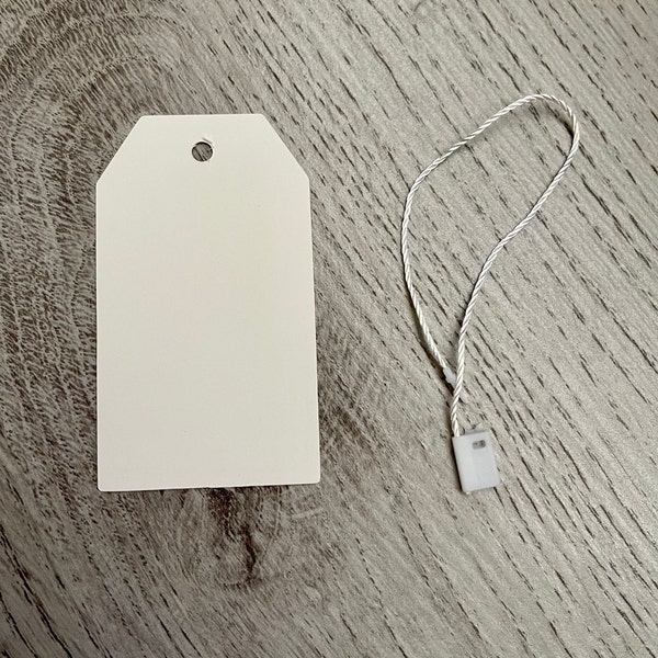 1000pcs Clear White Snap Lock Tag String Clothing Tag String Hang Tag ...