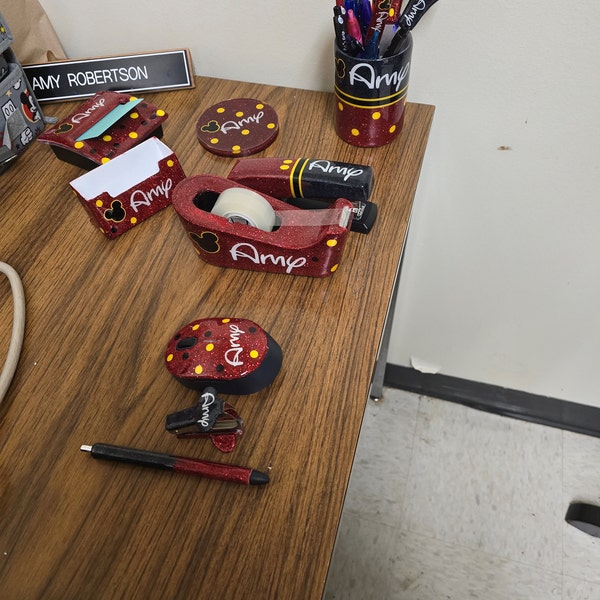 Mouse Desk Set, Minnie Stapler, Personalize Desk Set, Office Supply ...