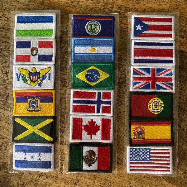 Flags of the World Embroidered Patch - Set of 6 Flags - - Etsy UK