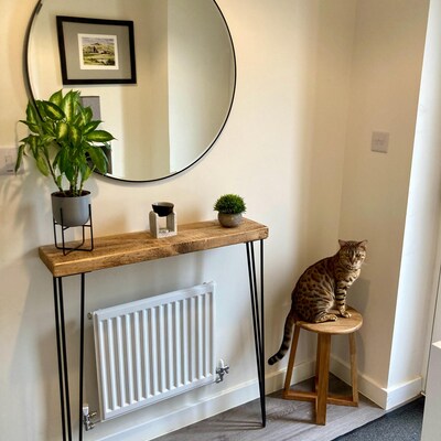 Omni Rustic Console Table With Black 3 Pin Hairpin Legs. hallway Table ...