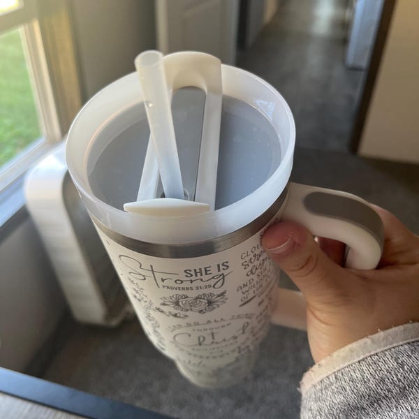 Bible Verses Engraved Tumbler | Cup Holder Friendly Travel Mug | Vacuum ...